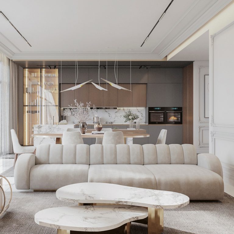 Eclectic Neutral Living Room Design